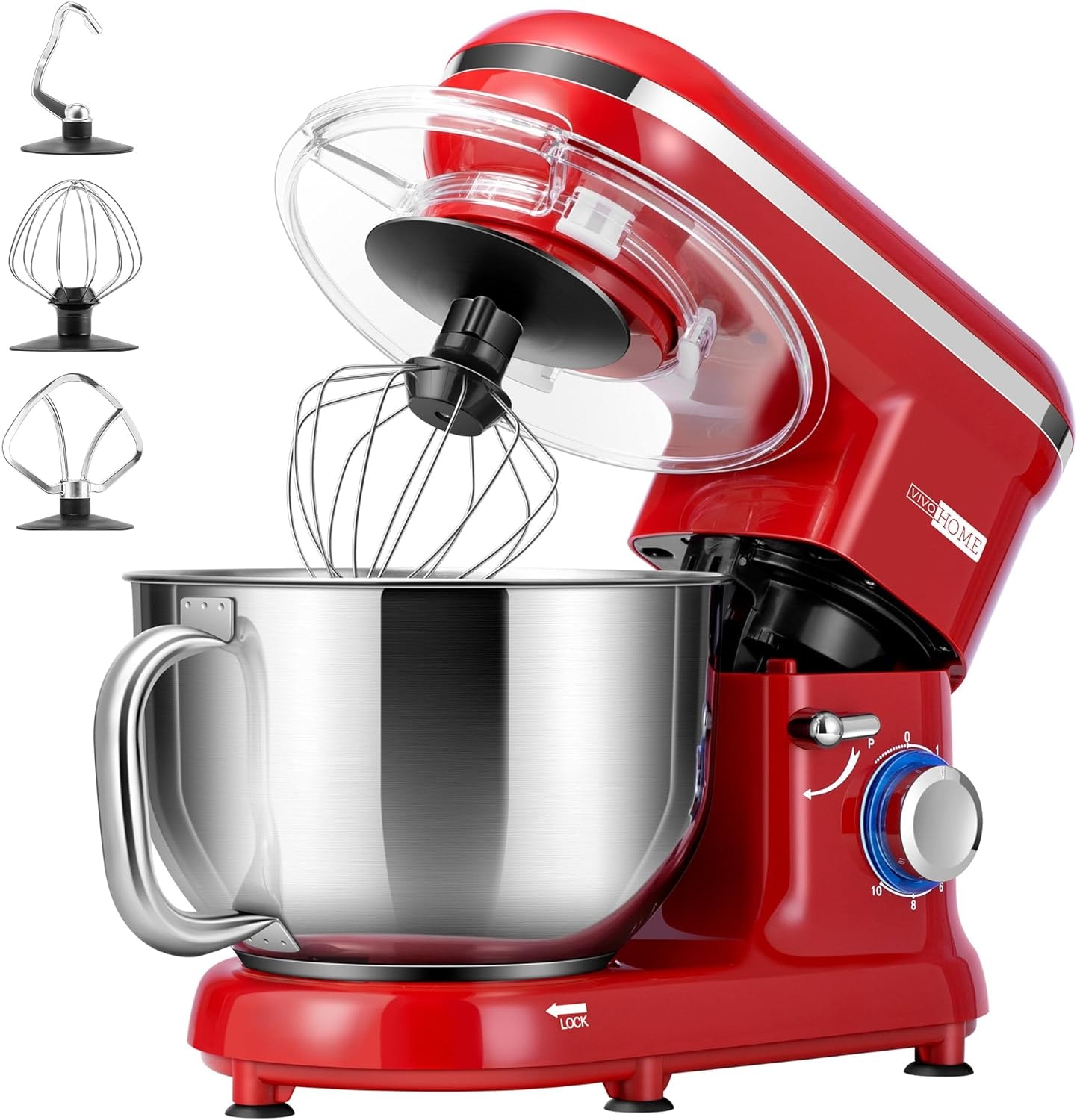 VIVOHOME Electric 10 Speed 6 Quart Tilt-Head Stand Mixer Red
