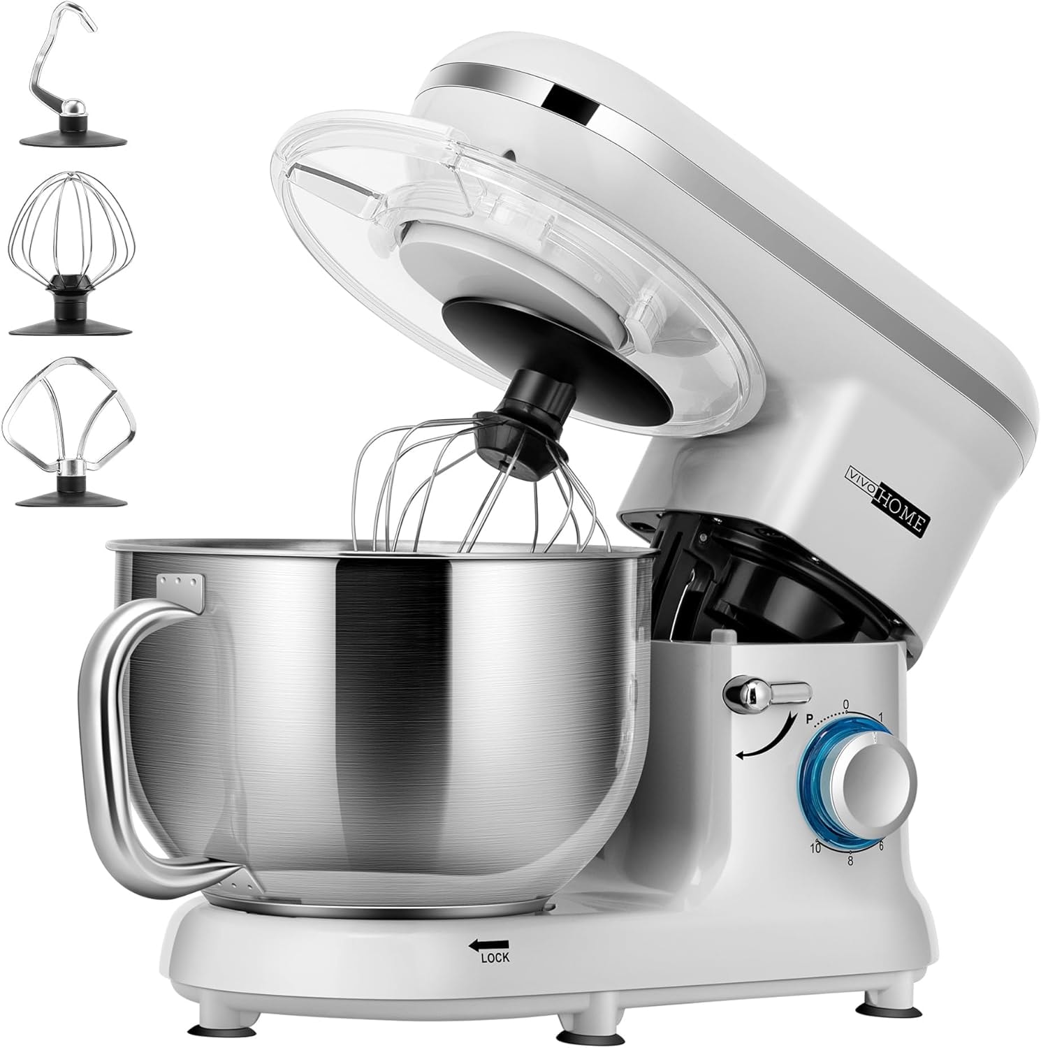 VIVOHOME Stand Mixer 660W 10 Speed 6 Quart Silver