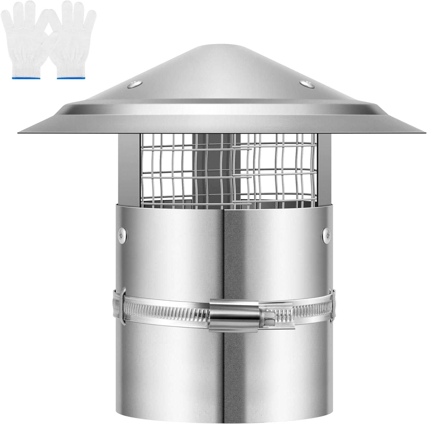 VIVOHOME 4" Cone Top Chimney Cap with Screen, Round Roof Rain Chimney ...