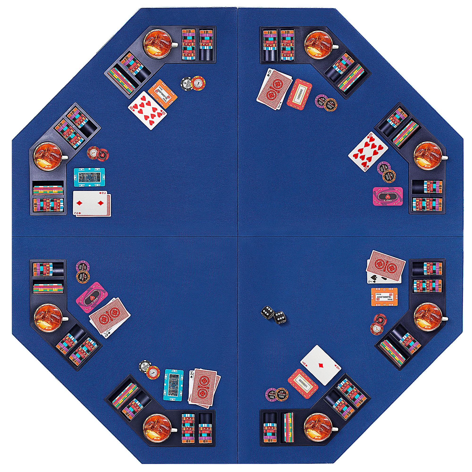 VIVOHOME 48 Inch Foldable 8-Player Texas Poker Card Table Top Layout ...