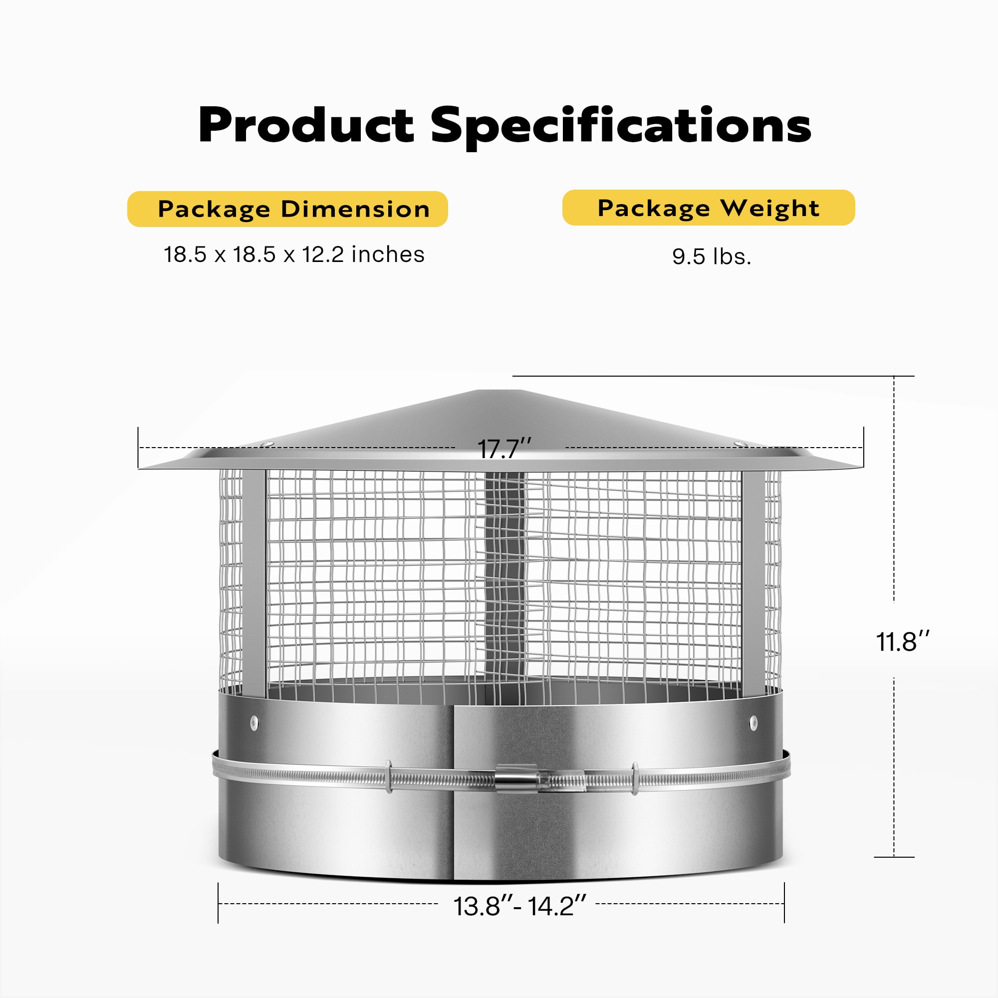Boiler Flue Rain Cover 75-200mm Stainles Steel Chimney Cap For ...
